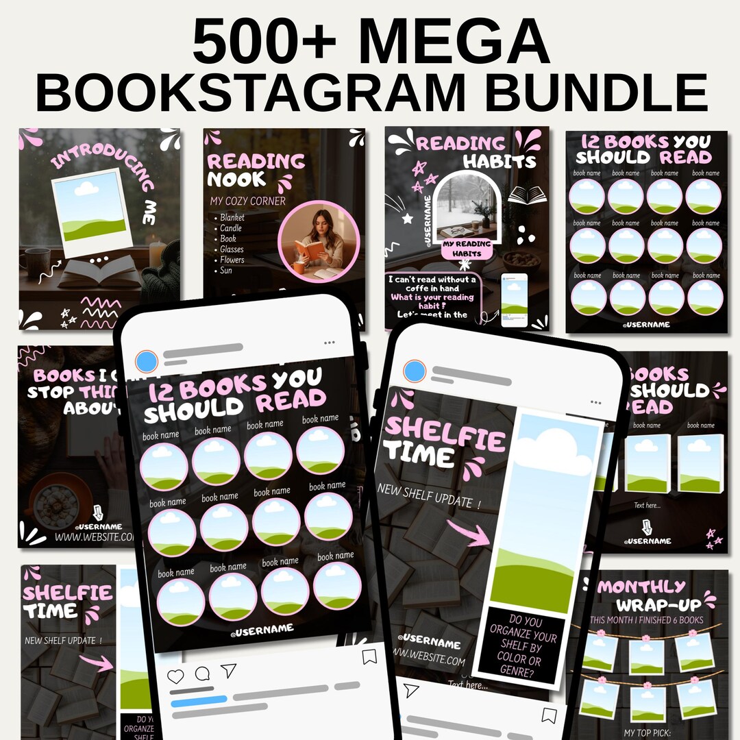 Bookstagram Editable Carousel Templates, Bookstagram Bundle for Book ...