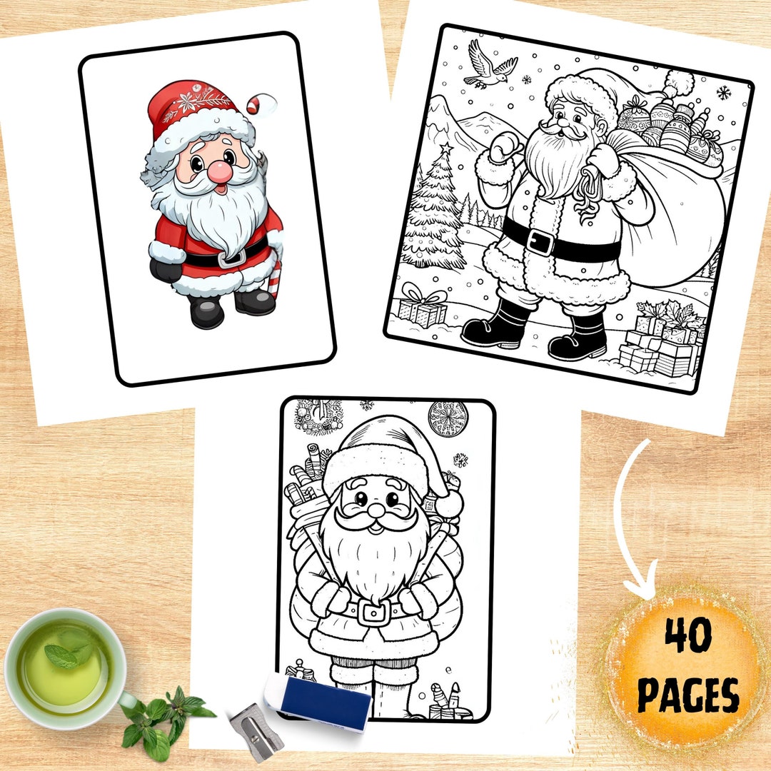 Christmas Santa Coloring Pages/ Christmas Last Minutes Gifts for Kids ...