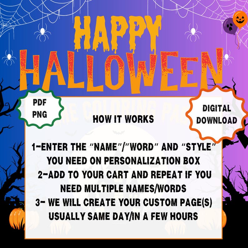 Halloween Custom Name Coloring Sheets, Spooky Alphabet Custom Word ...