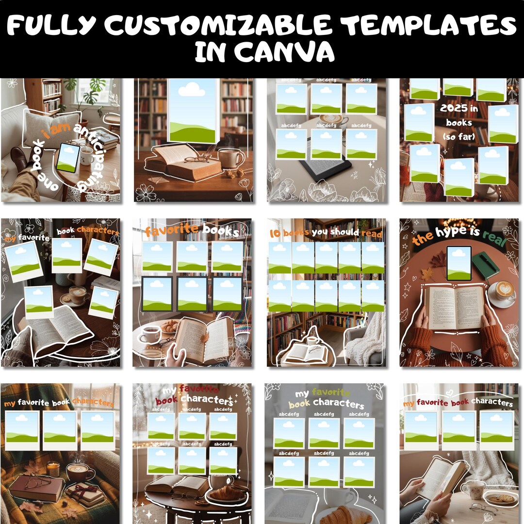 Customizable Instagram Templates, Bookstagram Social Media Kit ...