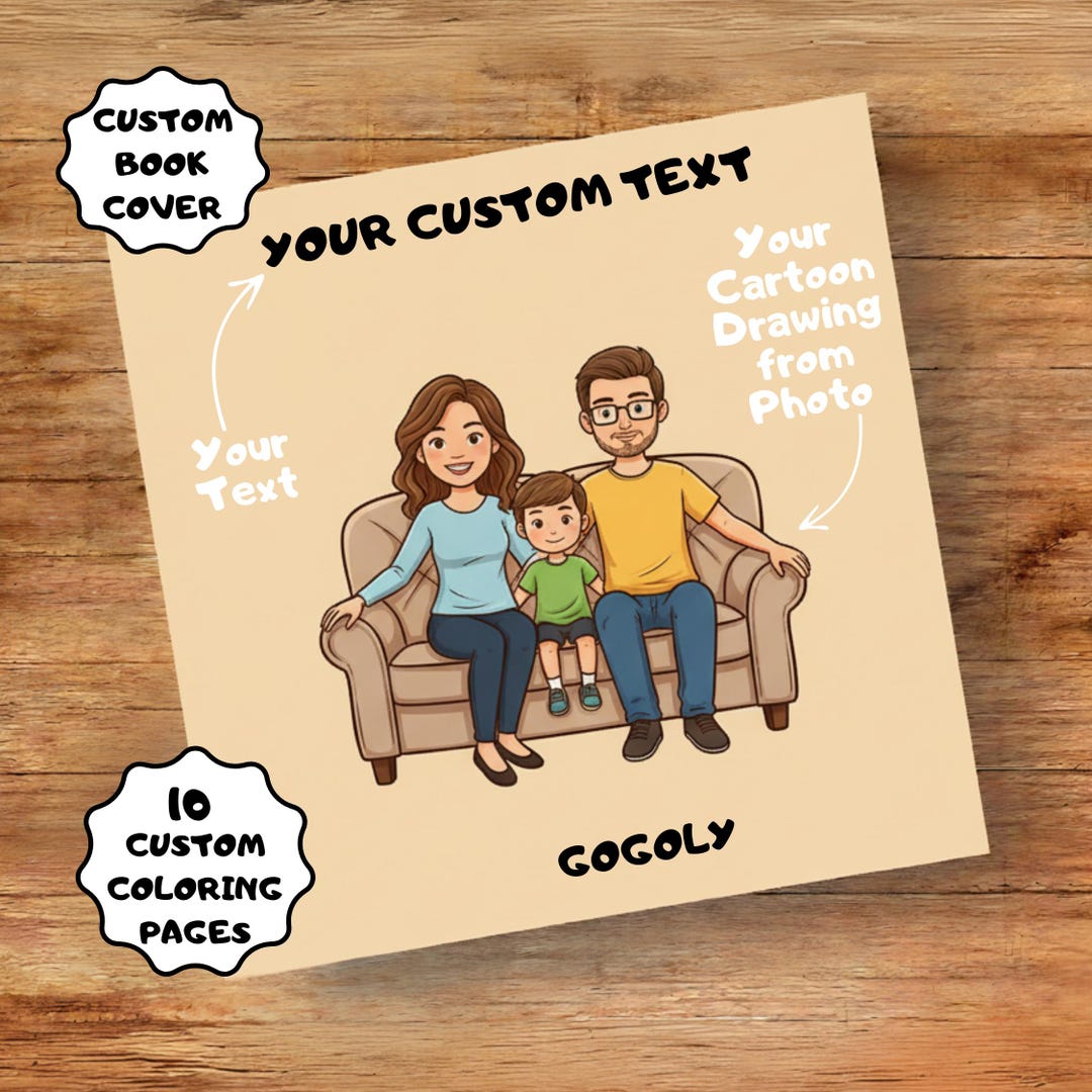 Personalized Family Coloring Pages From Photo, Customized Cartoon Cover ...