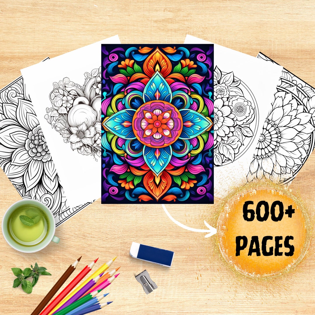 Mandala Digital Coloring Pages/ Floral Mandala Coloring Book/ Digital ...