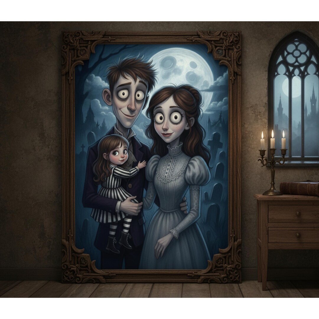 Personalized Gothic Family Portrait From Photo, Custom Spooky ...