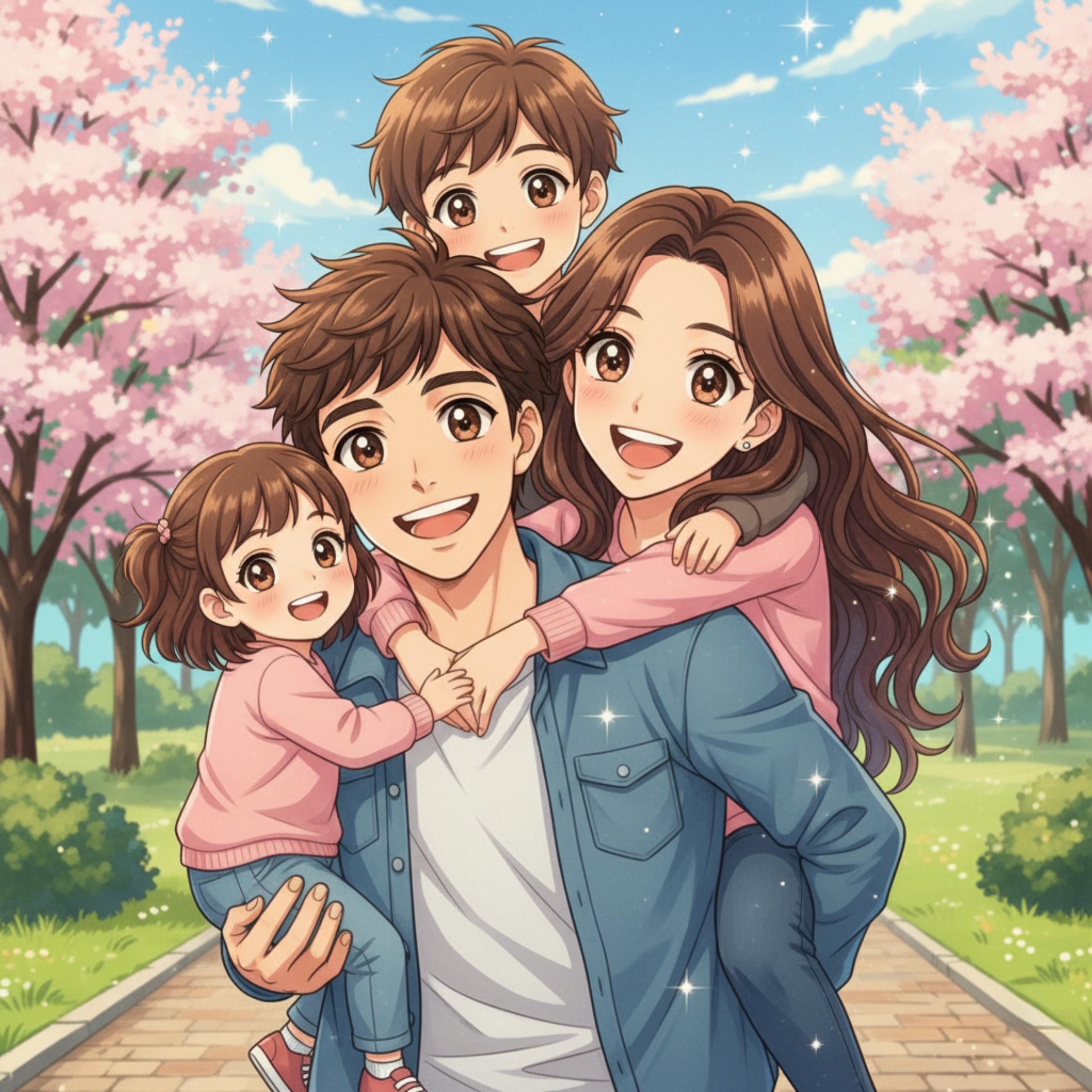 Custom Anime Family With Pet Portrait Personalized Valentine’s Day ...