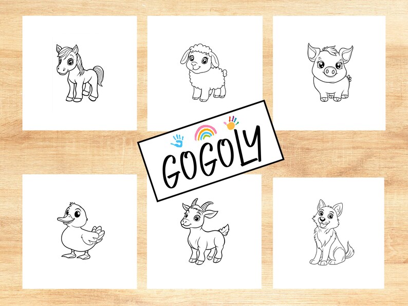 20 Farm Animals Coloring Pages for Kids/ Bold and Easy Animal Coloring ...