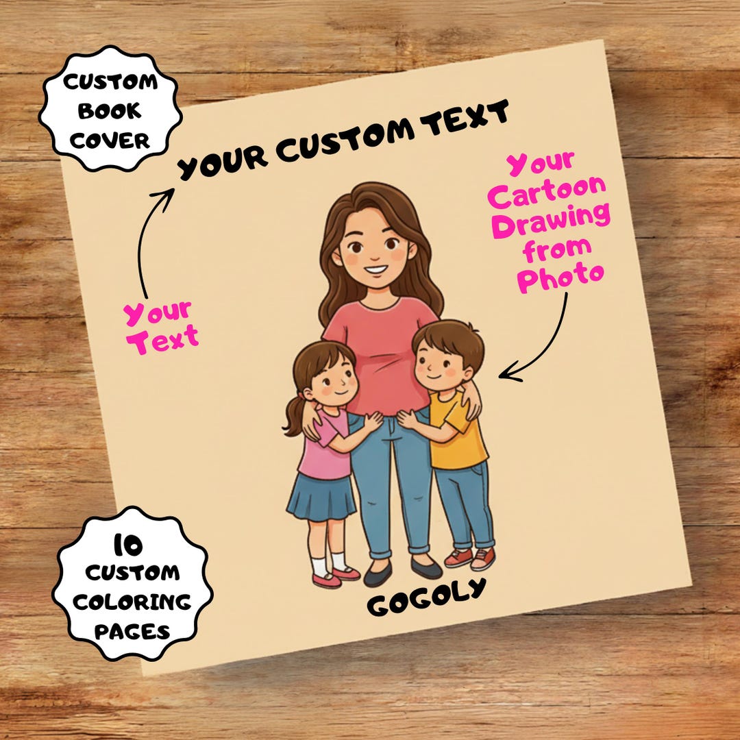 Personalized Mom and Child Coloring Pages From Photo, Customized ...