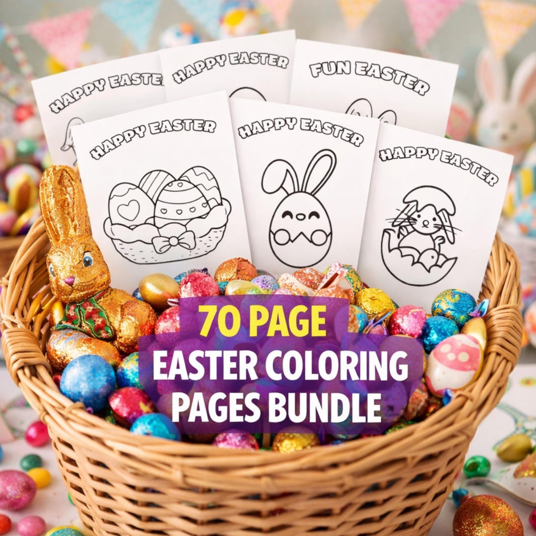 Kawaii Easter Coloring Pages Bundle, Cute Kawaii Printable Easter Bunny ...