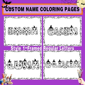 Halloween Custom Name Coloring Sheets, Spooky Alphabet Custom Word ...