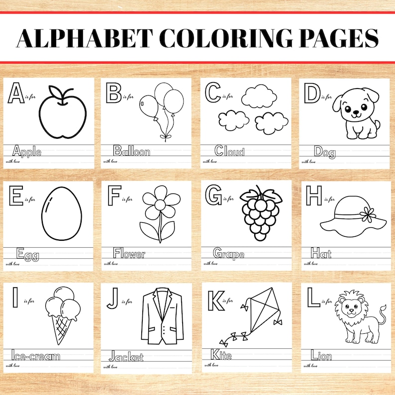 Alphabet Coloring Pages, Preschool ABC Bundle Upper Case and Lower Case ...