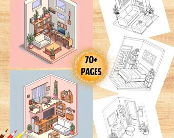 Home Interior Coloring Pages for Adults/ Grayscale Home Interior ...