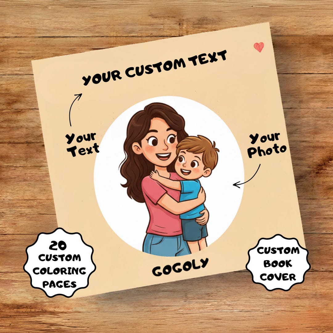 20 Custom Coloring Pages + Custom Cartoon Cover, Personalized Photo to ...