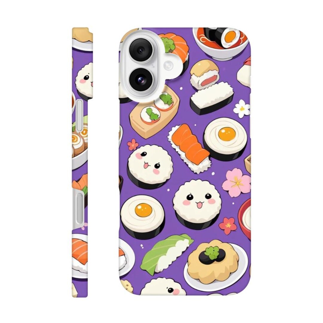 Purple Animated Japanese Food Phone Case for iPhone 15/14/13/12 ...