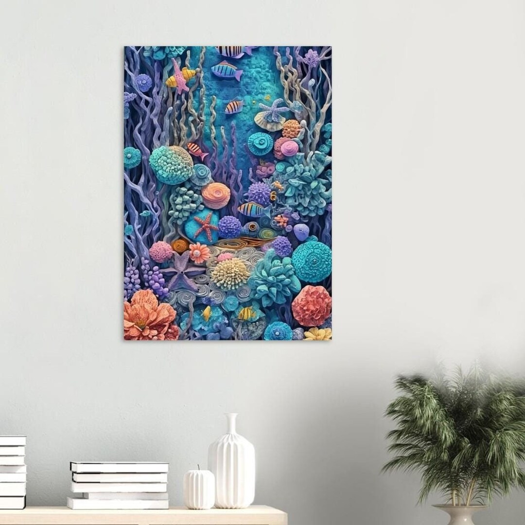 Coral Reef Poster - Vibrant Ocean Wall Art | Tropical Marine Life Decor ...