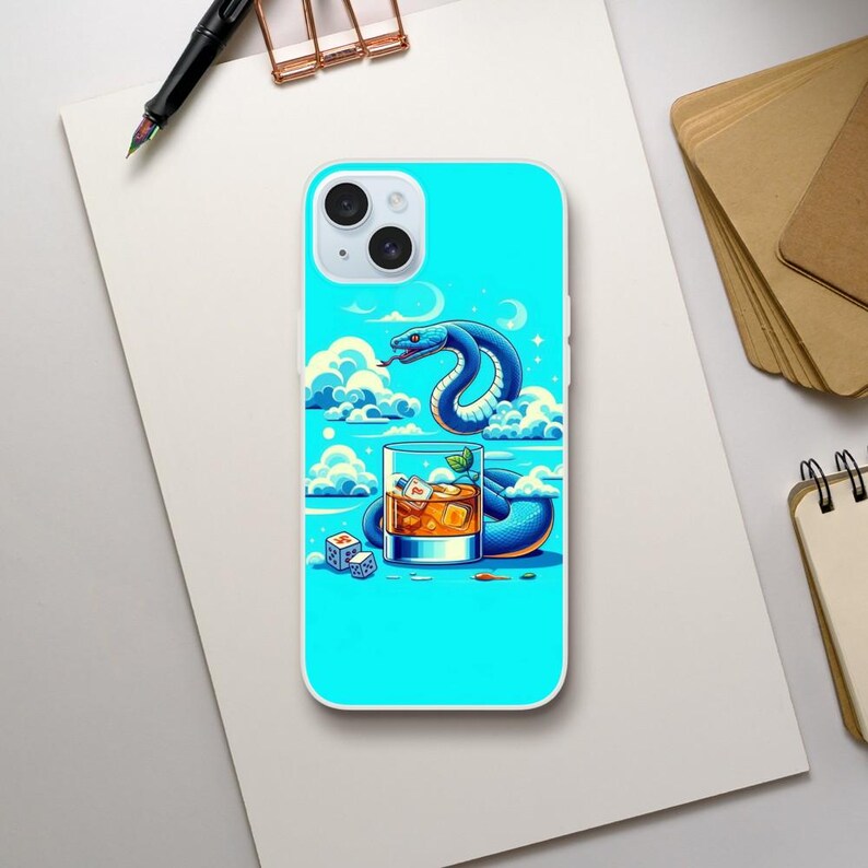 Funny Snake Holding Whiskey Bottle Phone Case for iPhone 15, 14, 13 ...