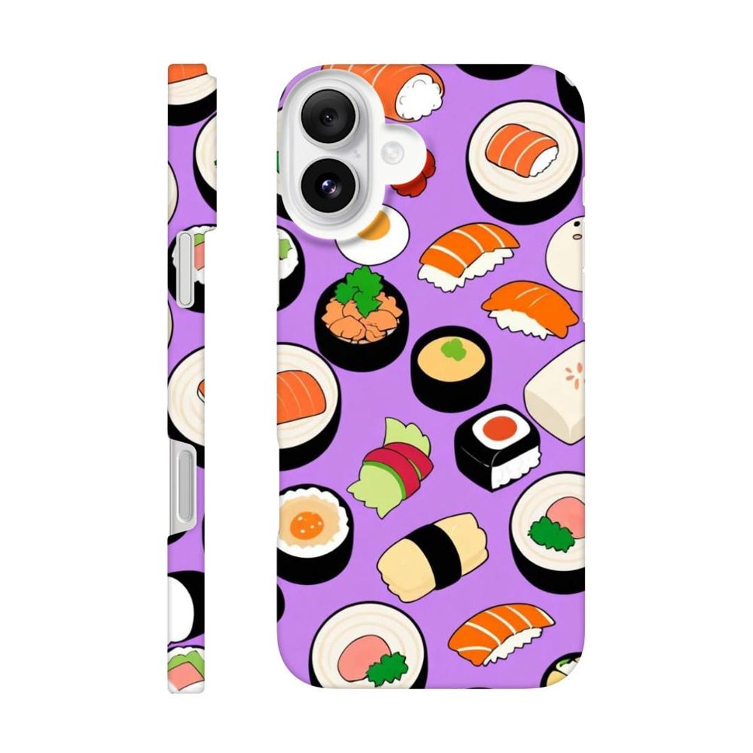 Purple Animated Japanese Food Phone Case for iPhone 15/14/13/12 ...