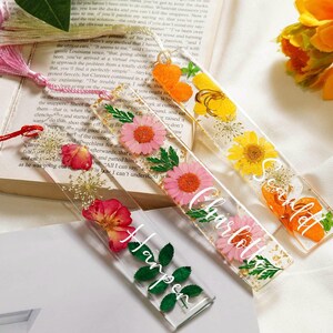 Pressed Flower Bookmark for Girls,custom Resin Bookmark,personalized ...