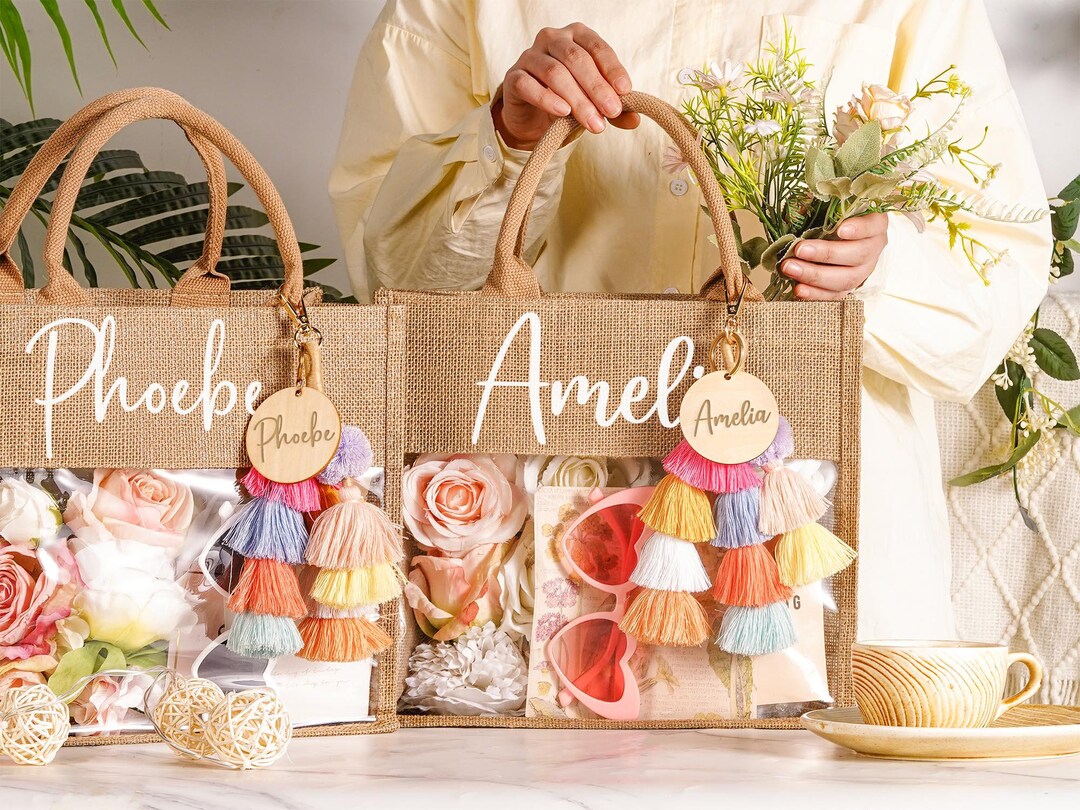 Bridesmaid Burlap and PVC Bags Personalized,custom Bridesmaid Gift Bag ...