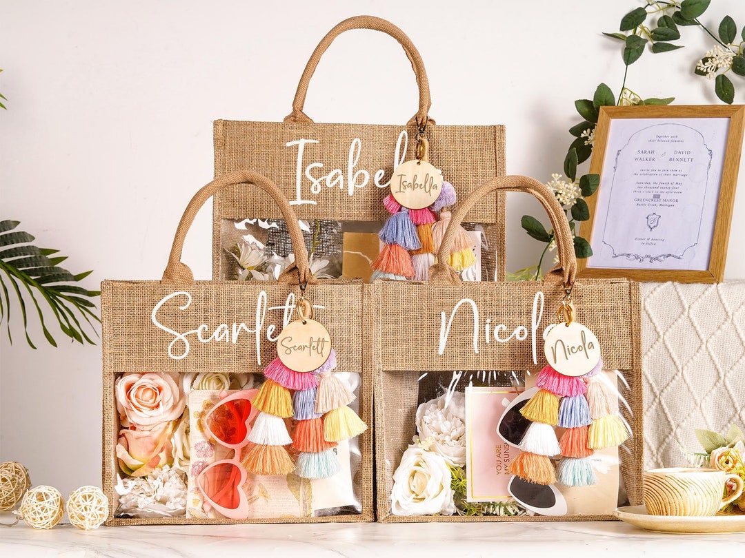 Personalized Bridesmaid Burlap and PVC Bags,custom Bridesmaid Gift Bag ...