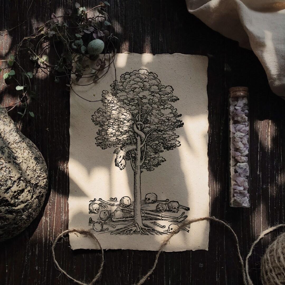 Tree of Knowledge Print | Dark Academia Art on Handmade Paper - Etsy