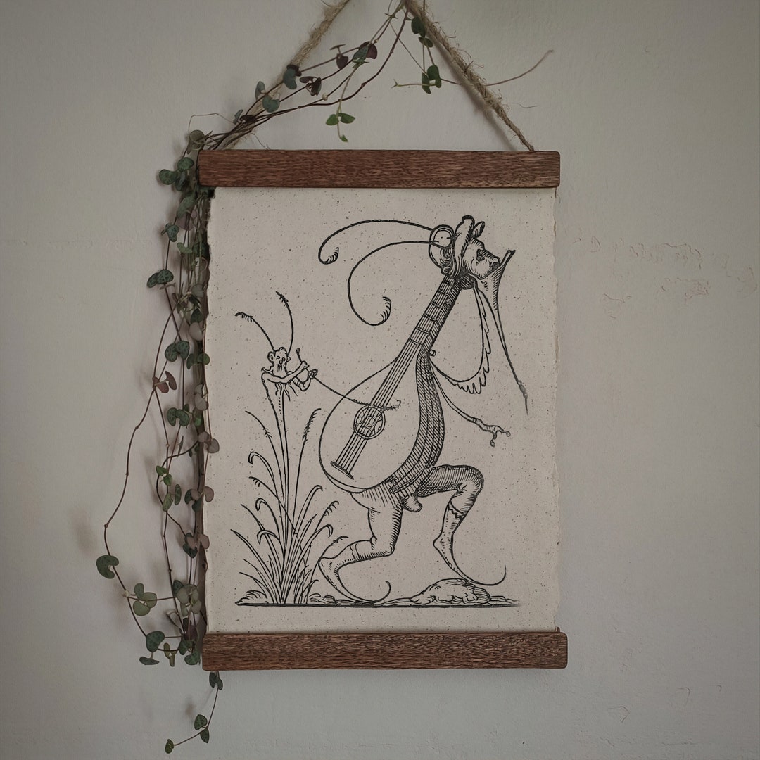 Music Monster | Old Book Illustration, Whimsical Art Print, Grotesque ...