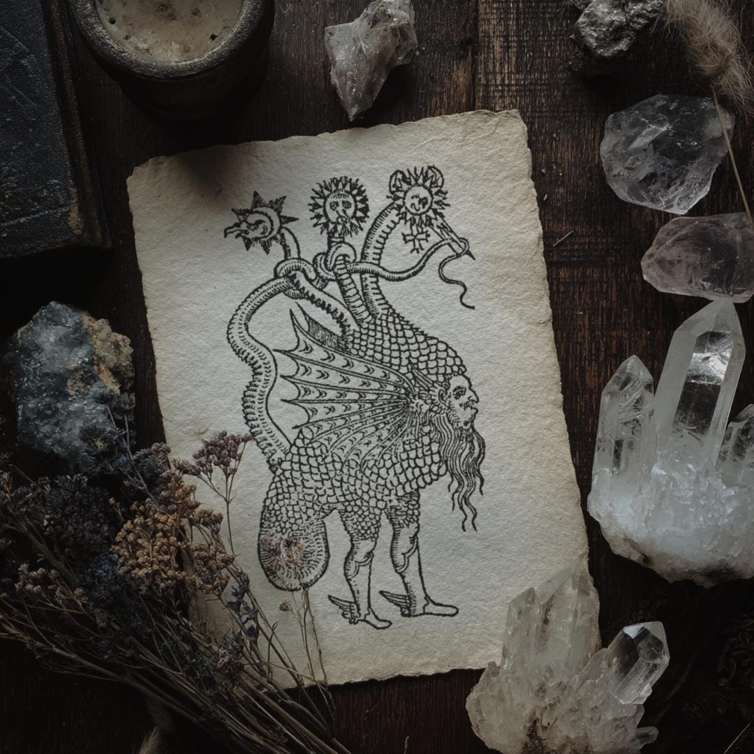 Alchemy Creature | Old Medieval Illustration, Mystical Art Print ...