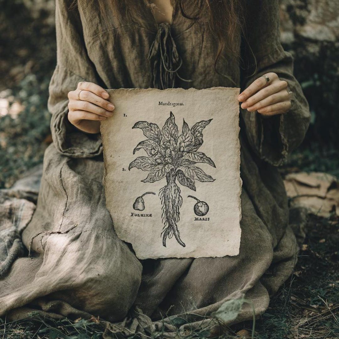 Mandragora | Old Book Illustration Print, Dark Academia Poster ...