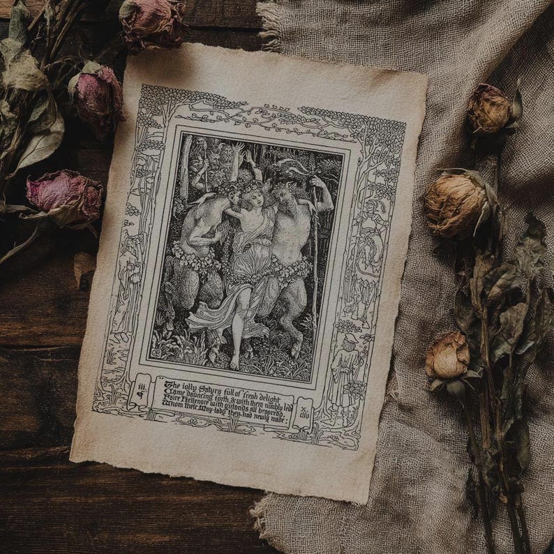 Satyrs | Old Book Illustration Poster, Mythology Wall Art, Folklore ...