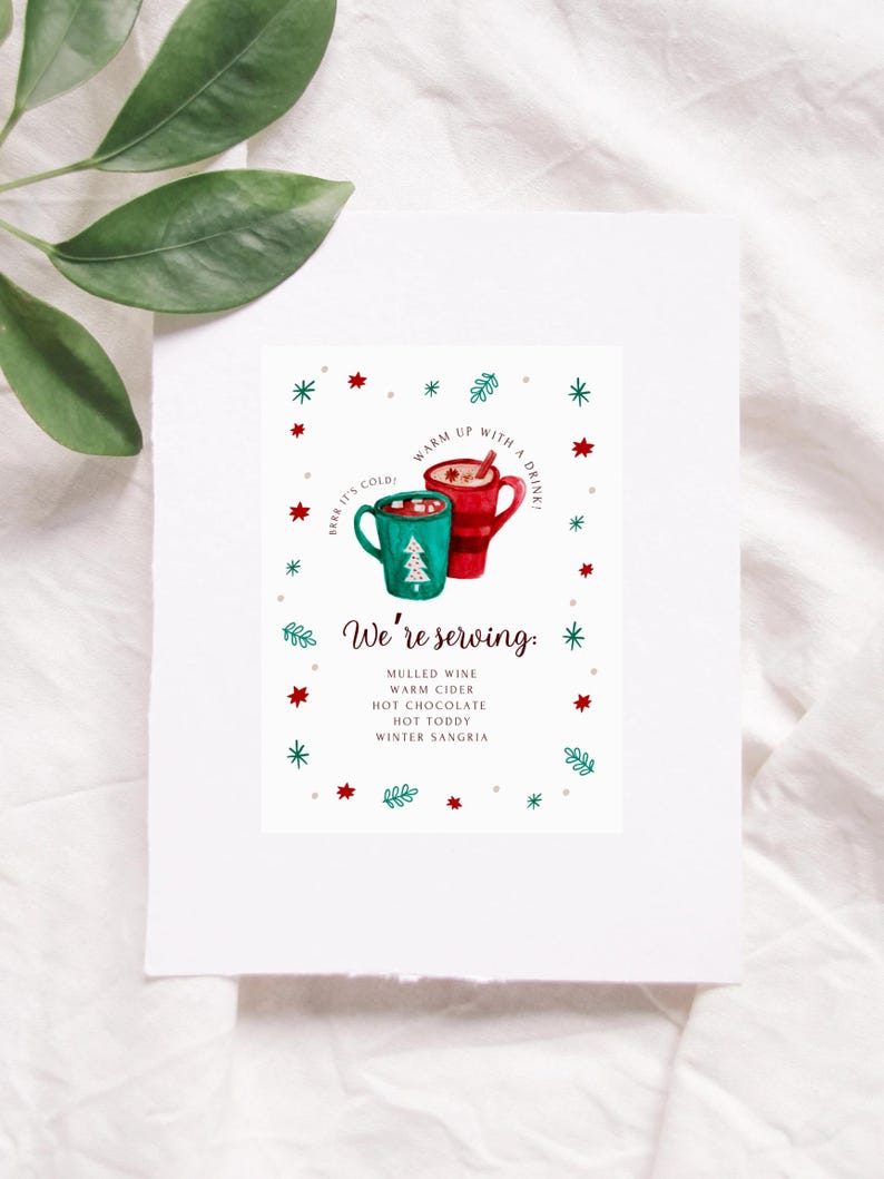 Customizable Holiday Drink Menu Bar Sign - Warm Drink Menu for Holiday ...