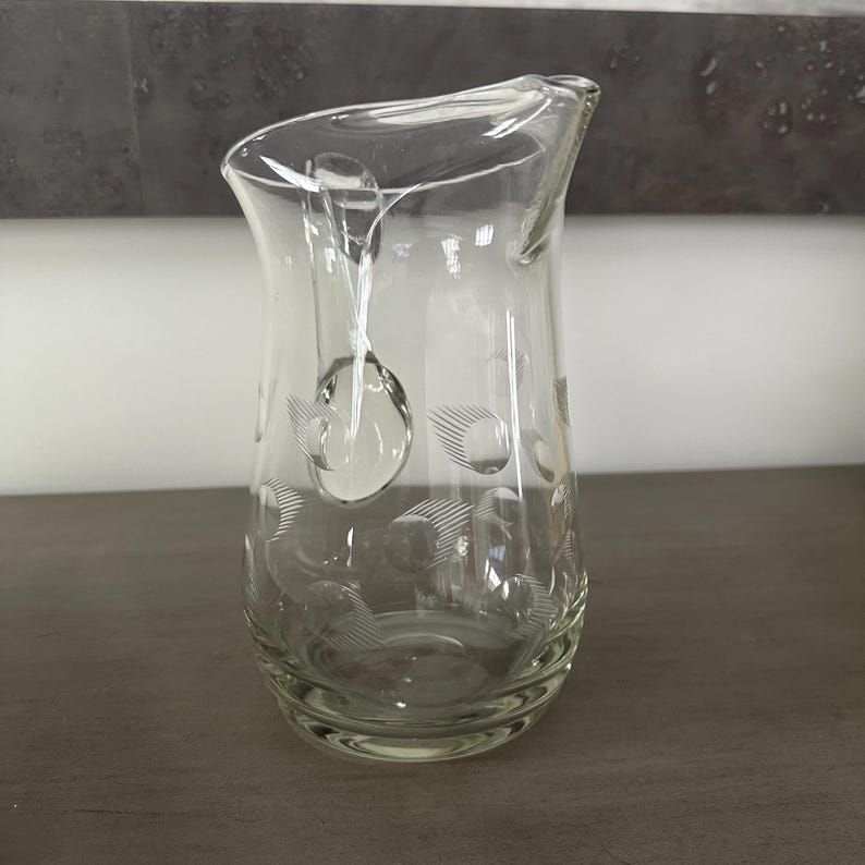 MCM Atomic Hand Blown Glass Pitcher • Bar Ware • Clear Atomic Comet ...