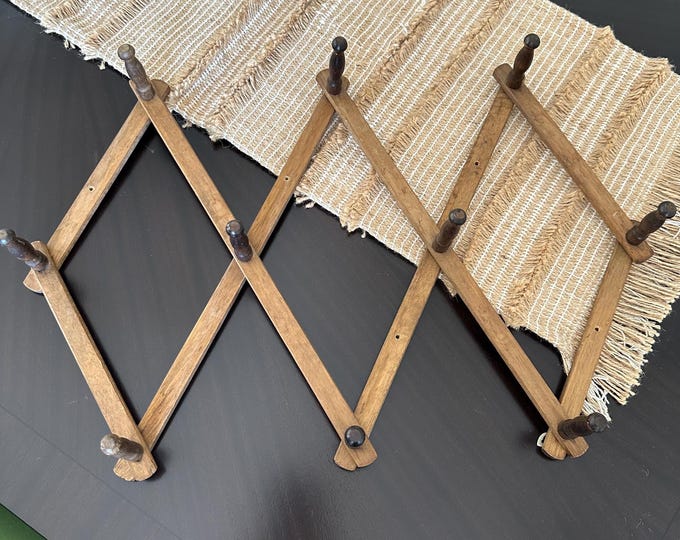 Wooden Accordion Peg Rack - Vintage Wood 10 Peg Hanging Rack - Etsy