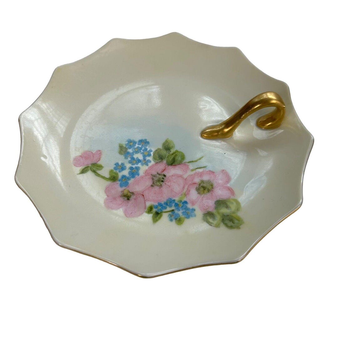Vintage Japan Hand Painted Floral Lemon Server Nappy Dish 6” Candy ...