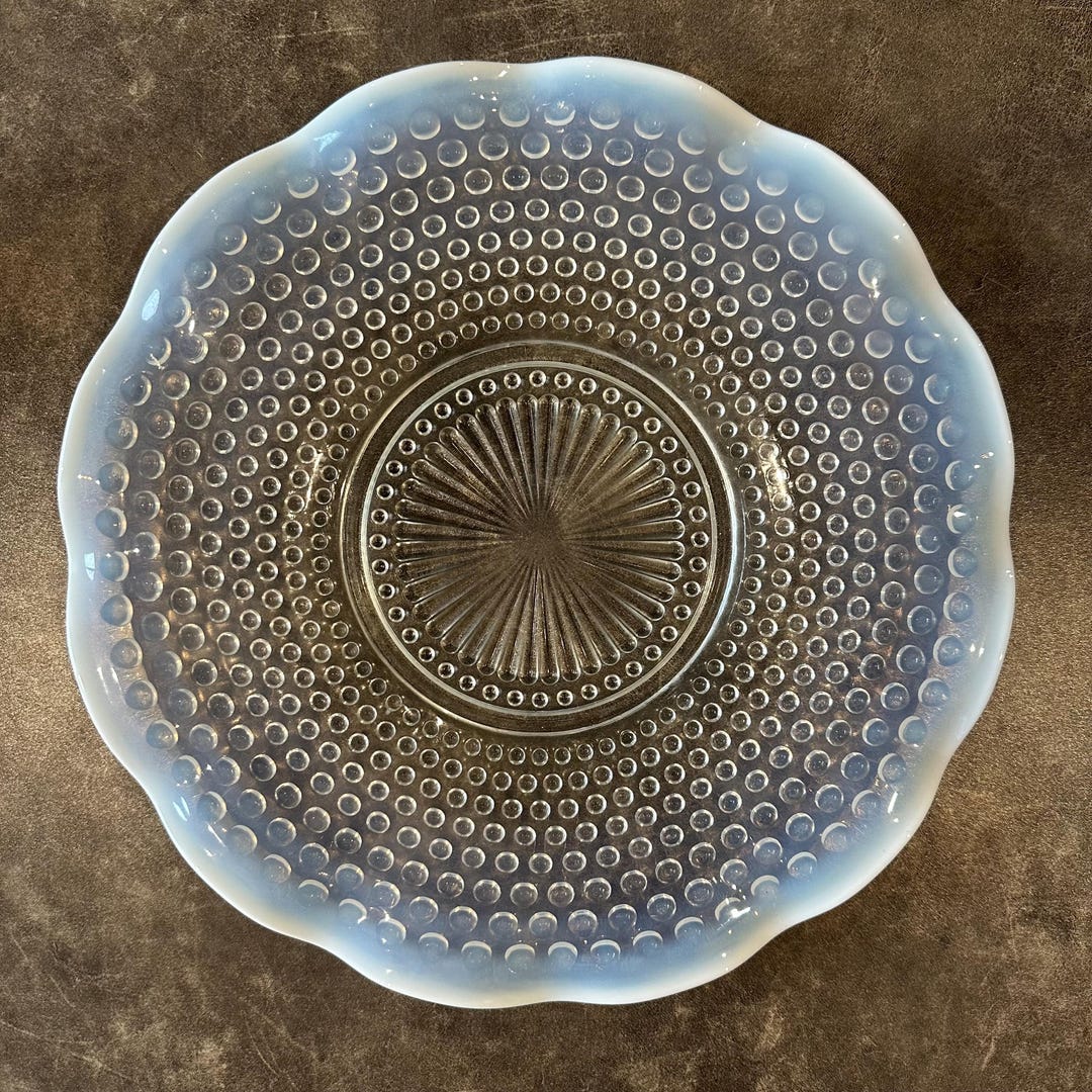 Vintage Anchor Hocking Moonstone Hobnail Plate • Clear Opalescent 11.25 ...