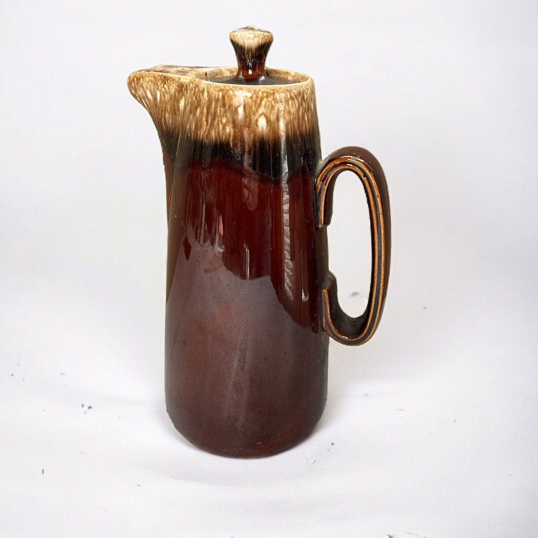 Vintage HULL Pottery Brown Drip Ware Coffee Pot & Lid 11.25” USA - Etsy