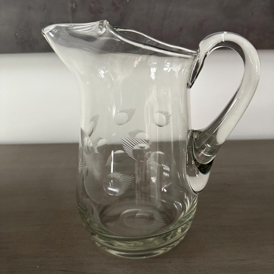 MCM Atomic Hand Blown Glass Pitcher • Bar Ware • Clear Atomic Comet ...