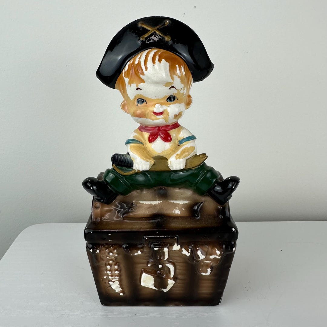 Vintage Pirate Boy Bank Treasure Chest Ceramic Japan MCM - Etsy