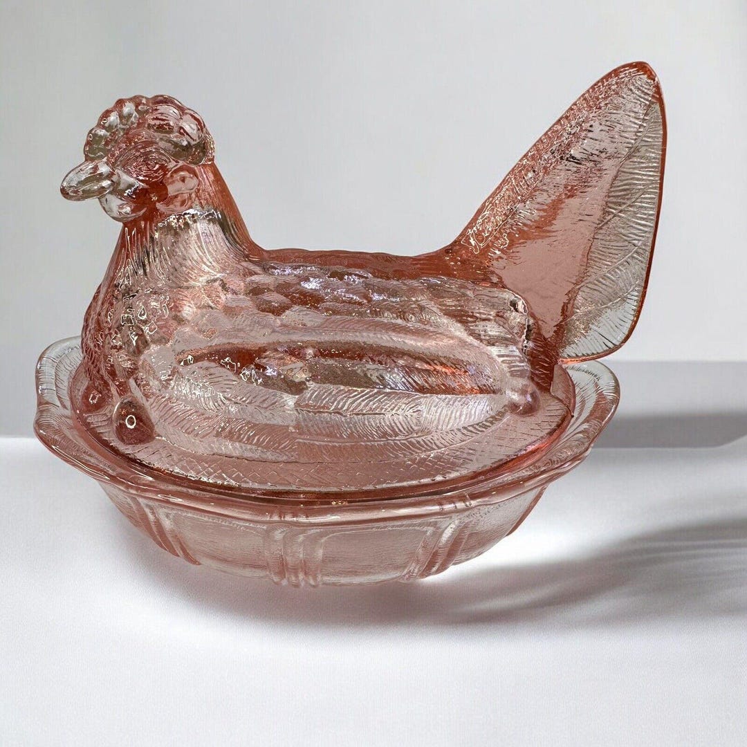 Vintage Fenton Pink Glass Hen on A Nest No Chips/no Cracks Stamped - Etsy