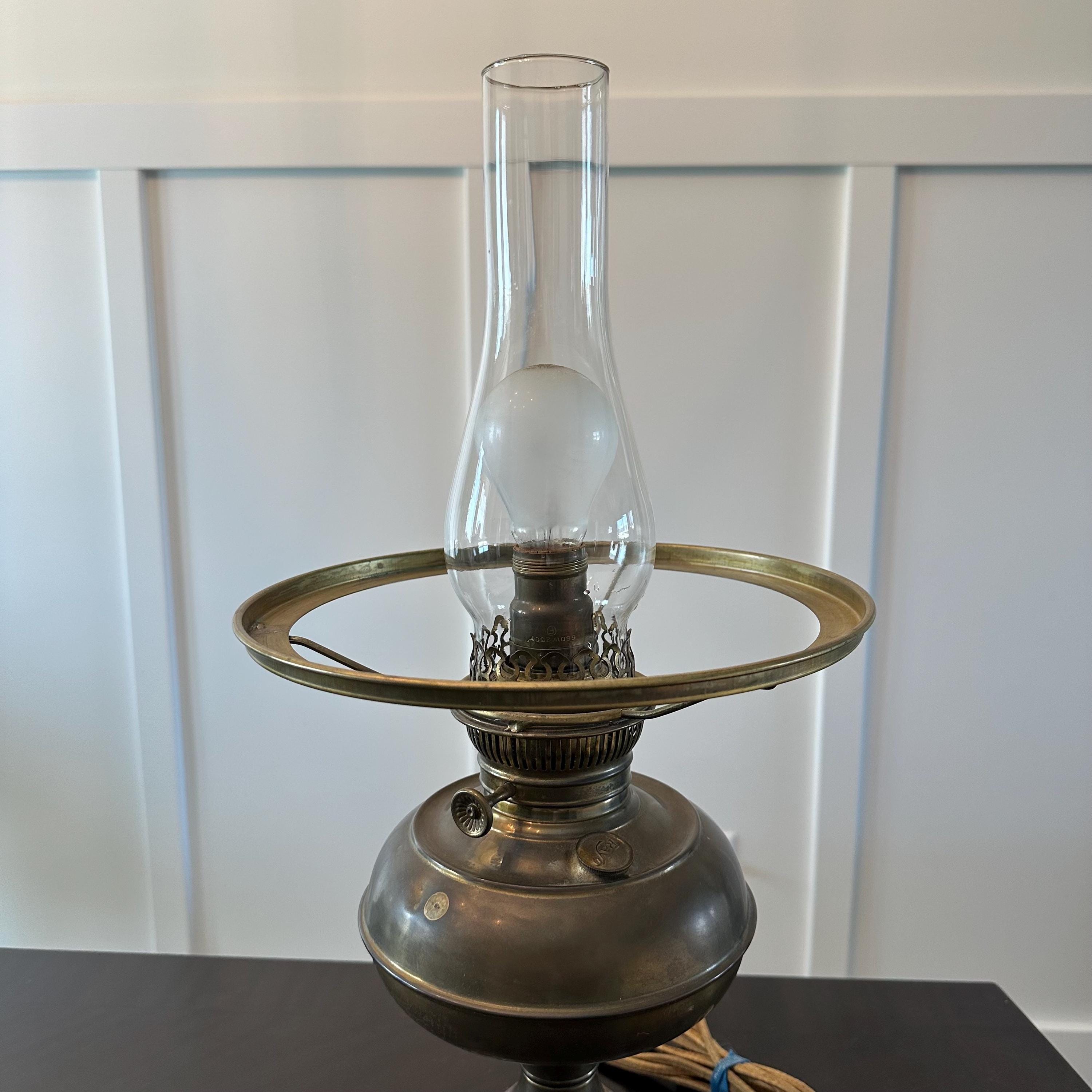 Antique RAYO Brass Oil Lamp Bubble Dot Glass Lamp Shade • Electrified ...