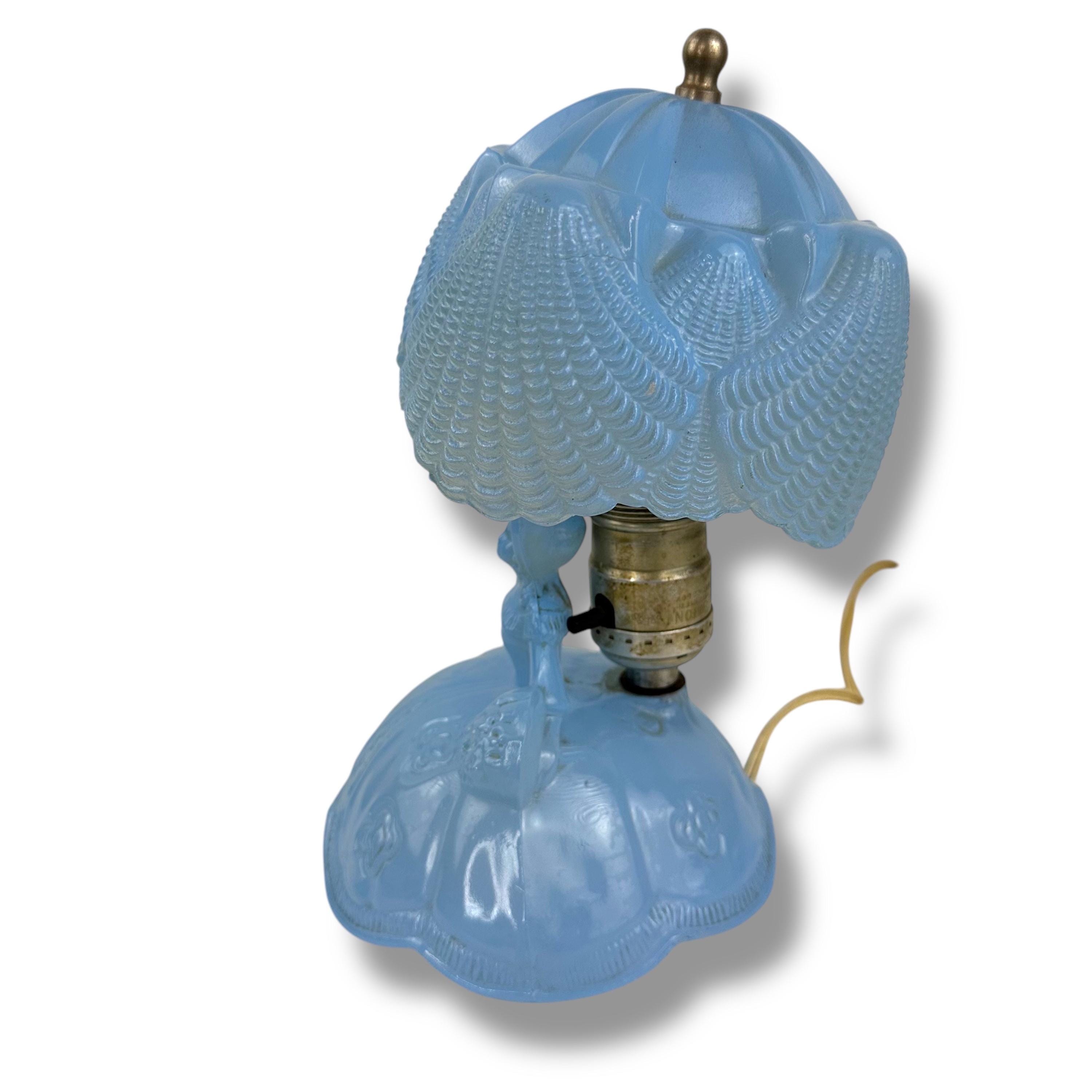 L.E. Smith Southern Belle Blue Glass Boudoir Lamp Vintage - Etsy