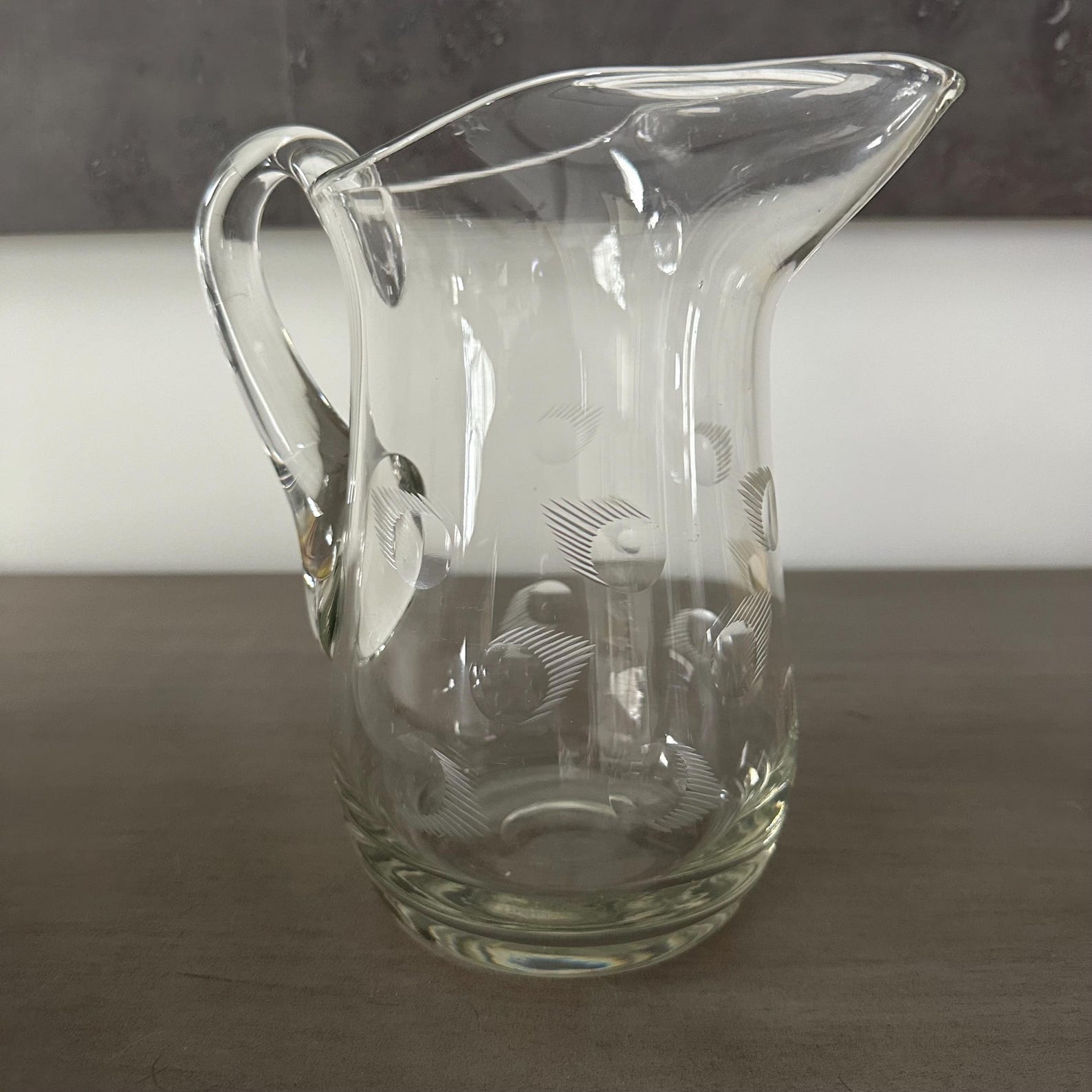 MCM Atomic Hand Blown Glass Pitcher • Bar Ware • Clear Atomic Comet ...