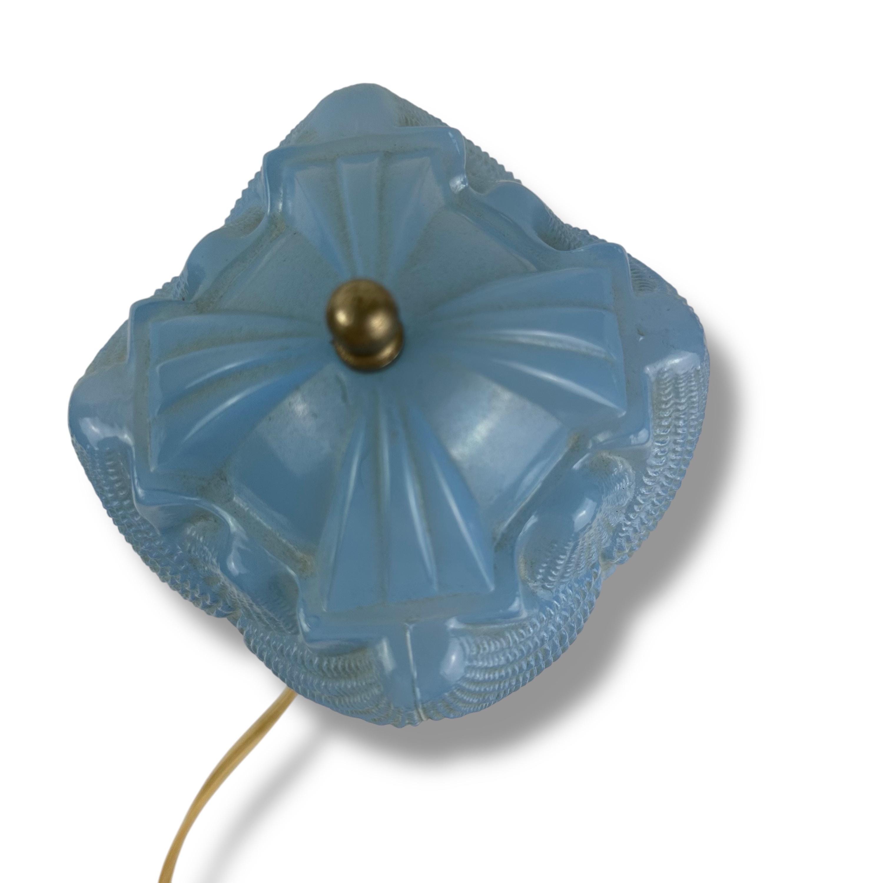 L.E. Smith Southern Belle Blue Glass Boudoir Lamp Vintage - Etsy