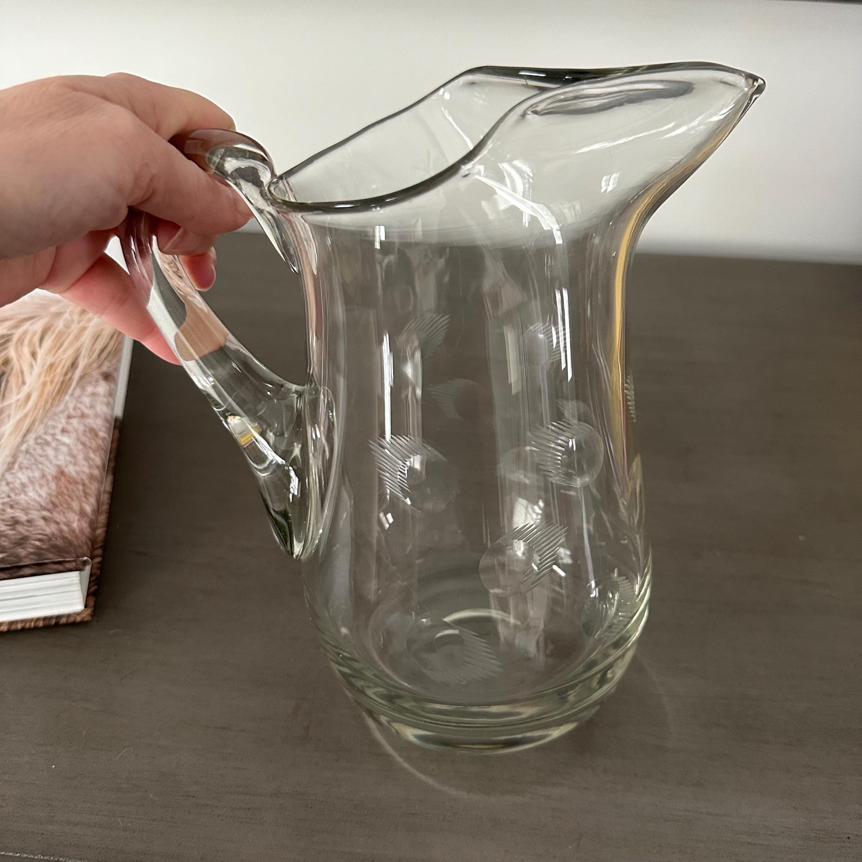 MCM Atomic Hand Blown Glass Pitcher • Bar Ware • Clear Atomic Comet ...