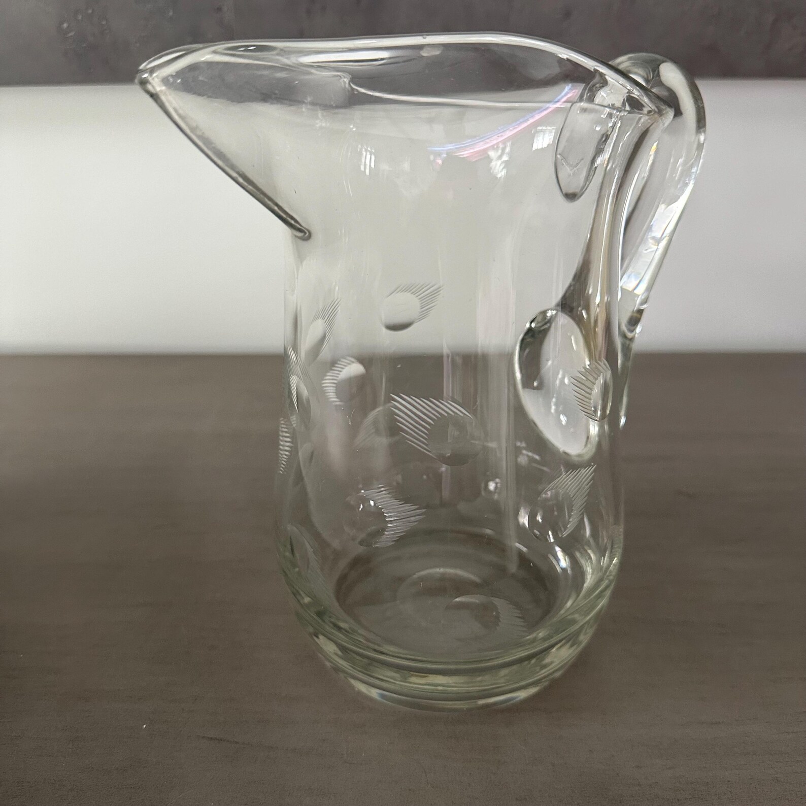MCM Atomic Hand Blown Glass Pitcher • Bar Ware • Clear Atomic Comet ...