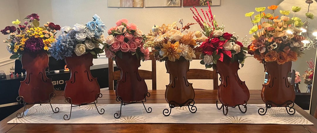 Violin Flower Vase Centerpiece - Etsy