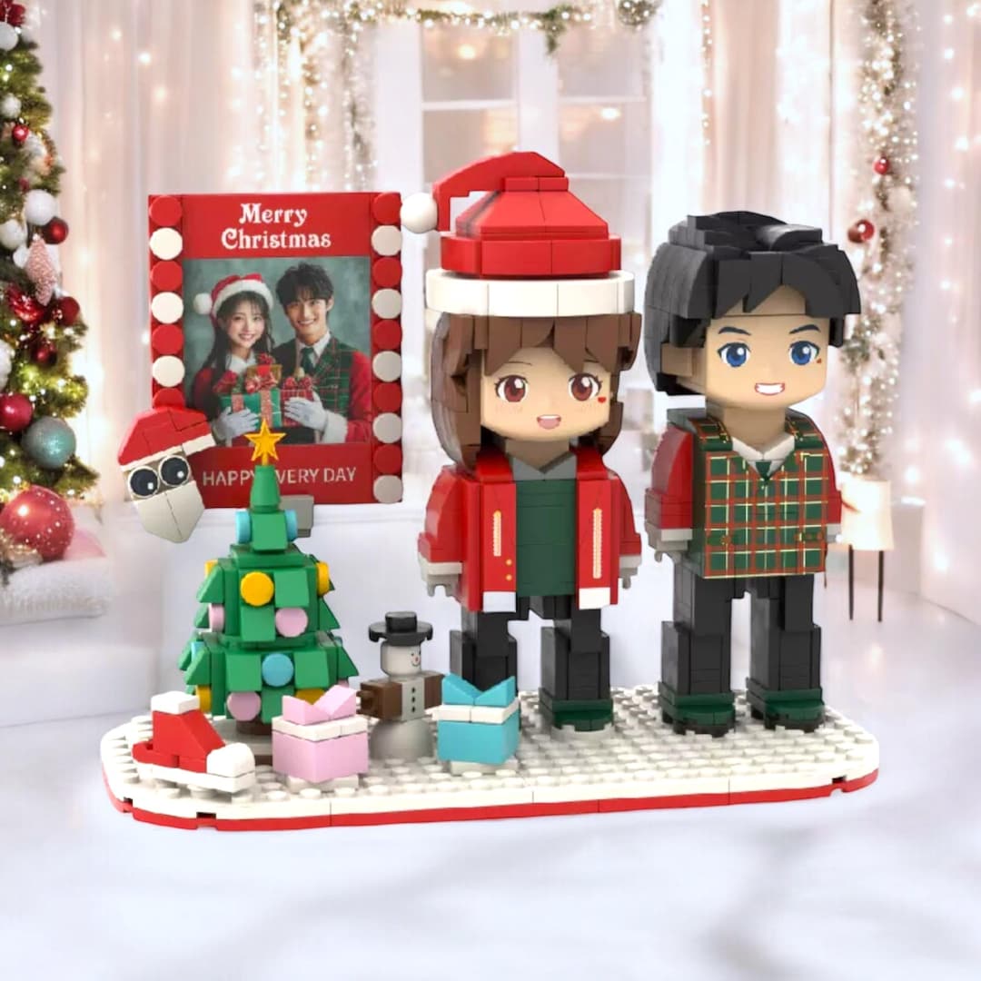 Custom Brick Figures Couple, Personalized Christmas Gift, DIY Holiday ...