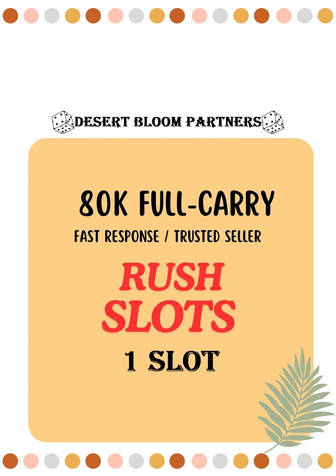 Pre Order - Desert Bloom Partners - Monopoly Go - 1 Slots - 80k FULL ...
