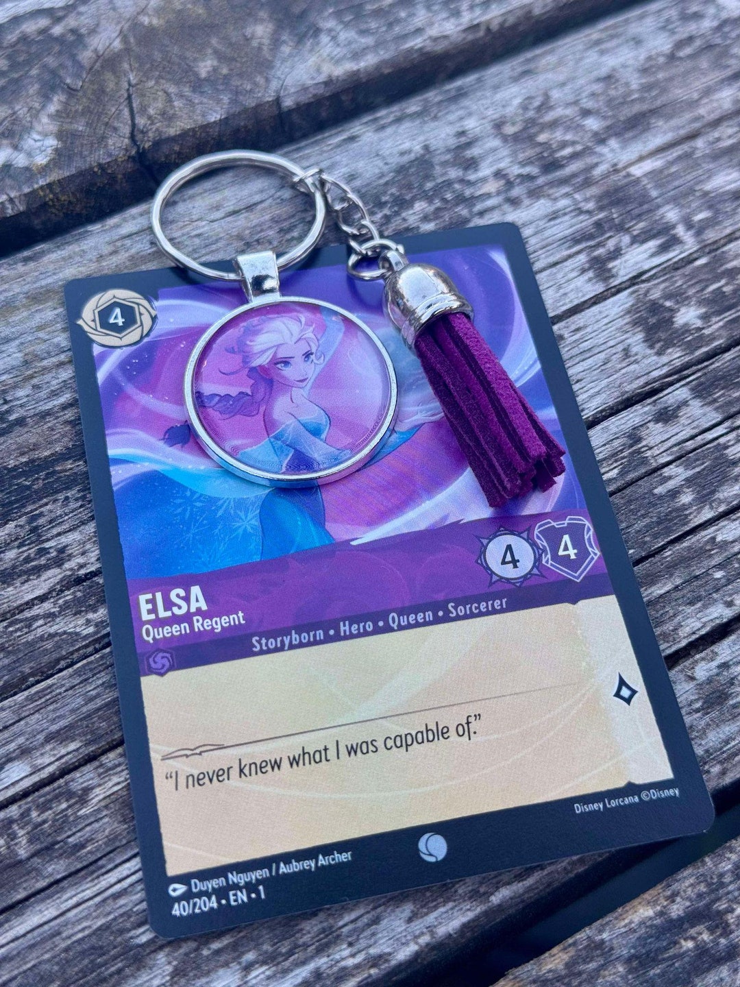 Handmade Elsa Keyring Handmade Elsa Necklace Disney Lorcana-inspired ...