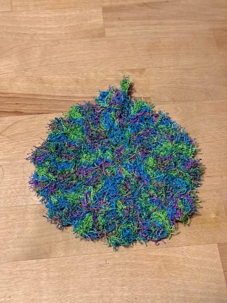 Crocheted, Polyester, Multicolored Blue, Purple, and Green Scrubbies ...