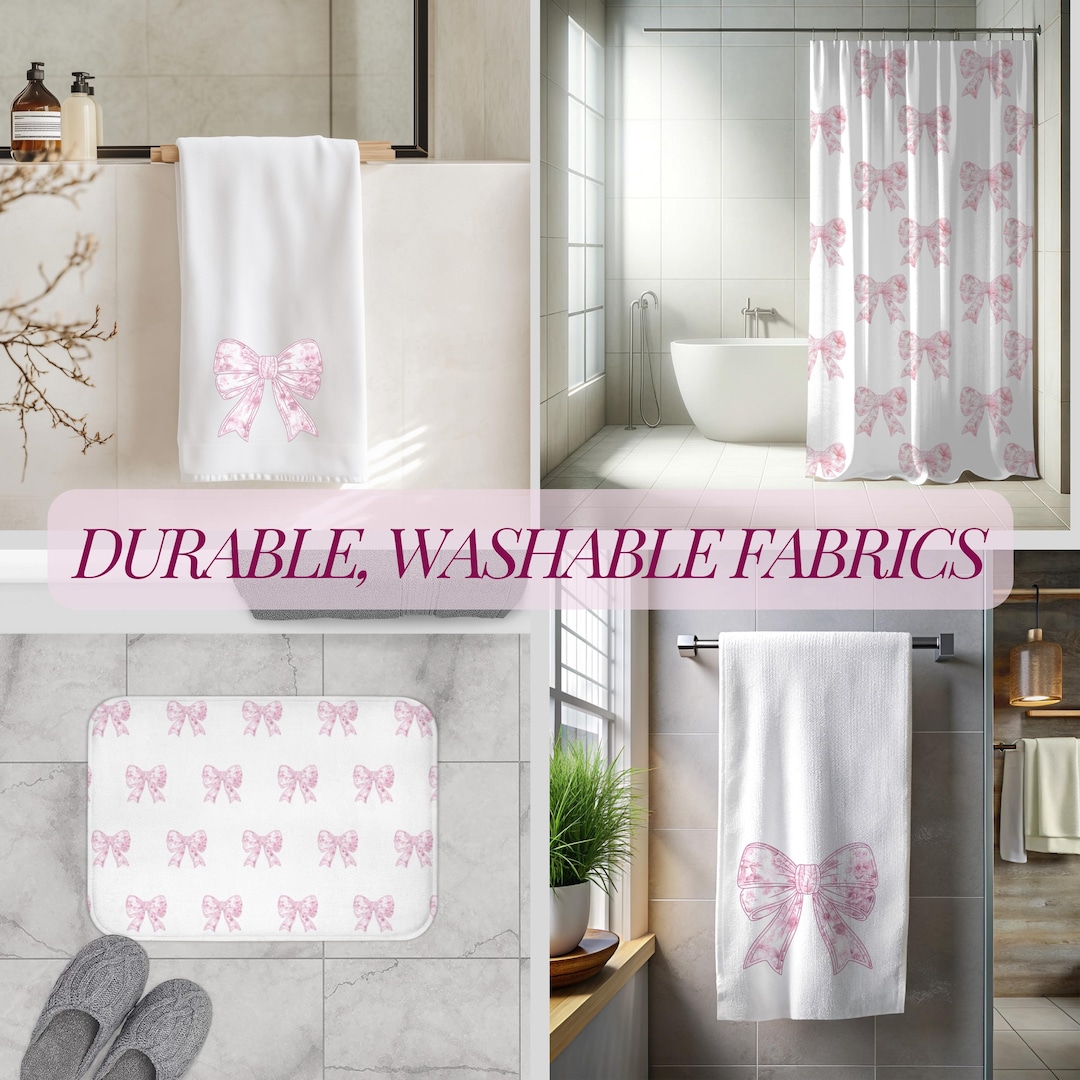 Pink Coquette Bath Bundle Feminine First Apartment Gift Teen Girl Bath ...