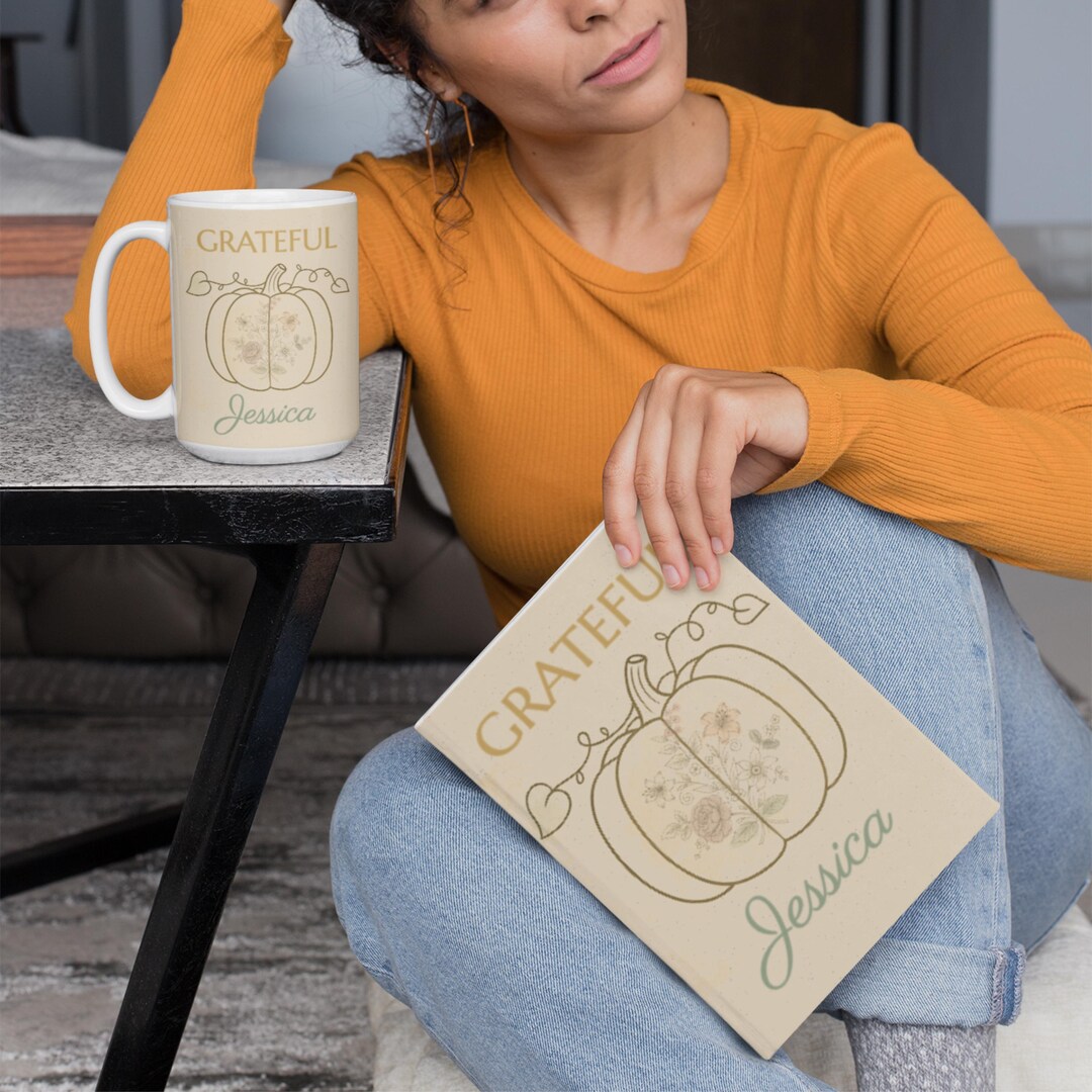 Grateful or Thankful Mug and Journal Gift Set Cozy Fall Coffee Lover ...