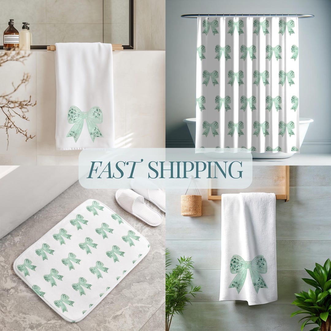 Green Bow Bath Bundle Coquette Primary Bath Decor Guest Bath Set ...